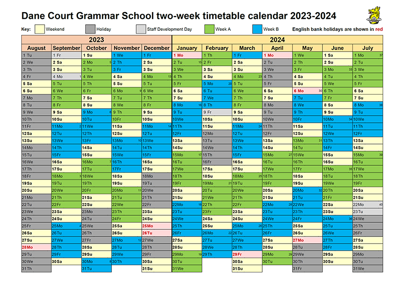 Dane Court Grammar School - 2-week timetable